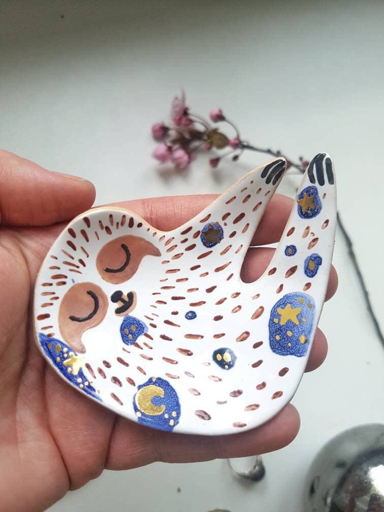 Sloth Ring Dish, Animal Ring Holder, Ceramic Sloth, Jewelry Dish ...