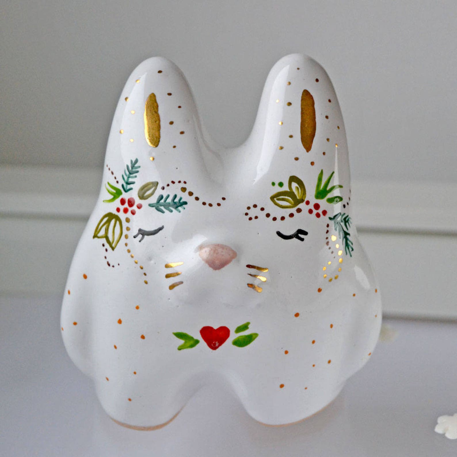 Bunny Figurine, Rabbit Totem, Cute Rabbit Totem, Ceramic Bunny Figurine ...