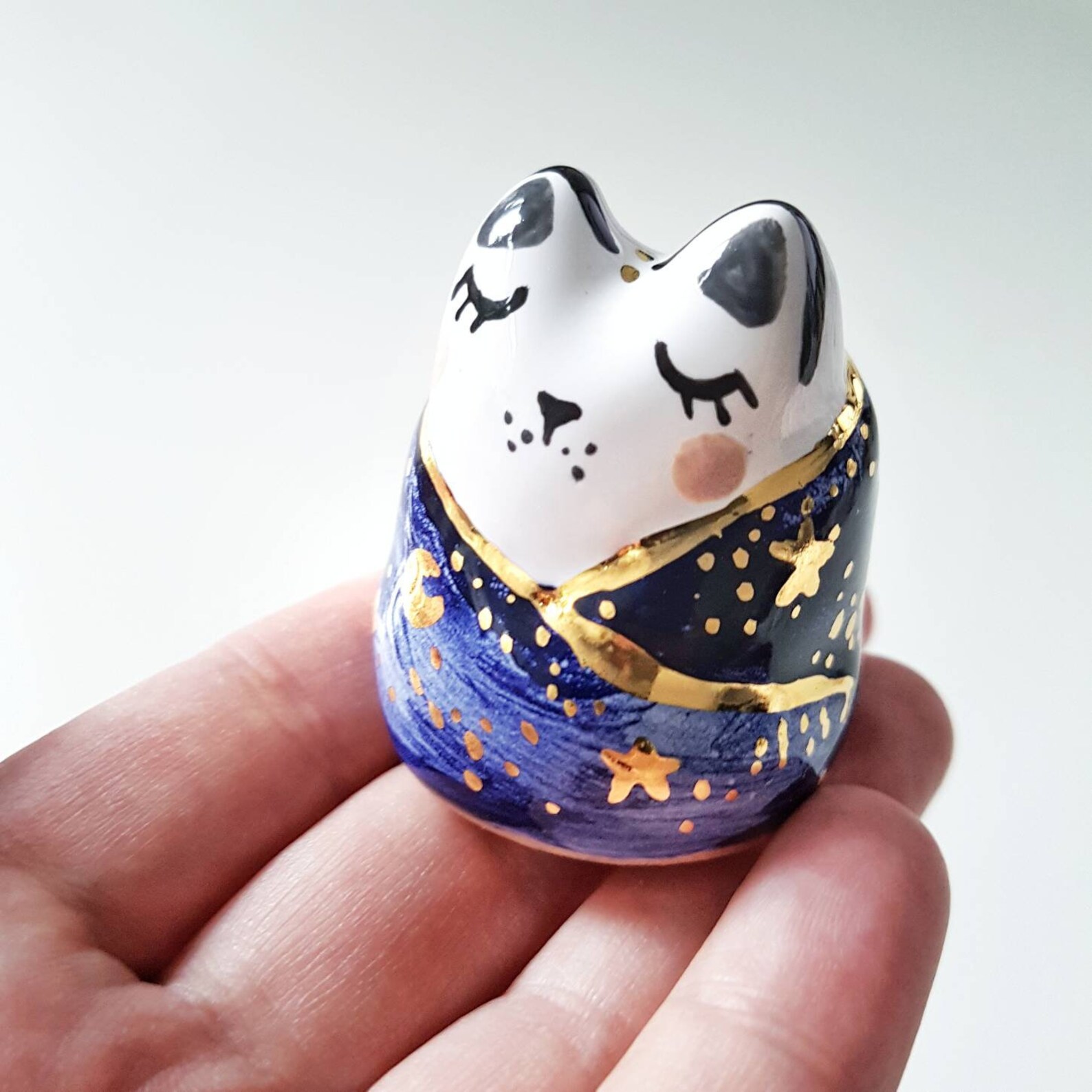 Moon Phases Cat Figurine, Celestial Cat Art, Galaxy Cat Sculpture, Cat ...
