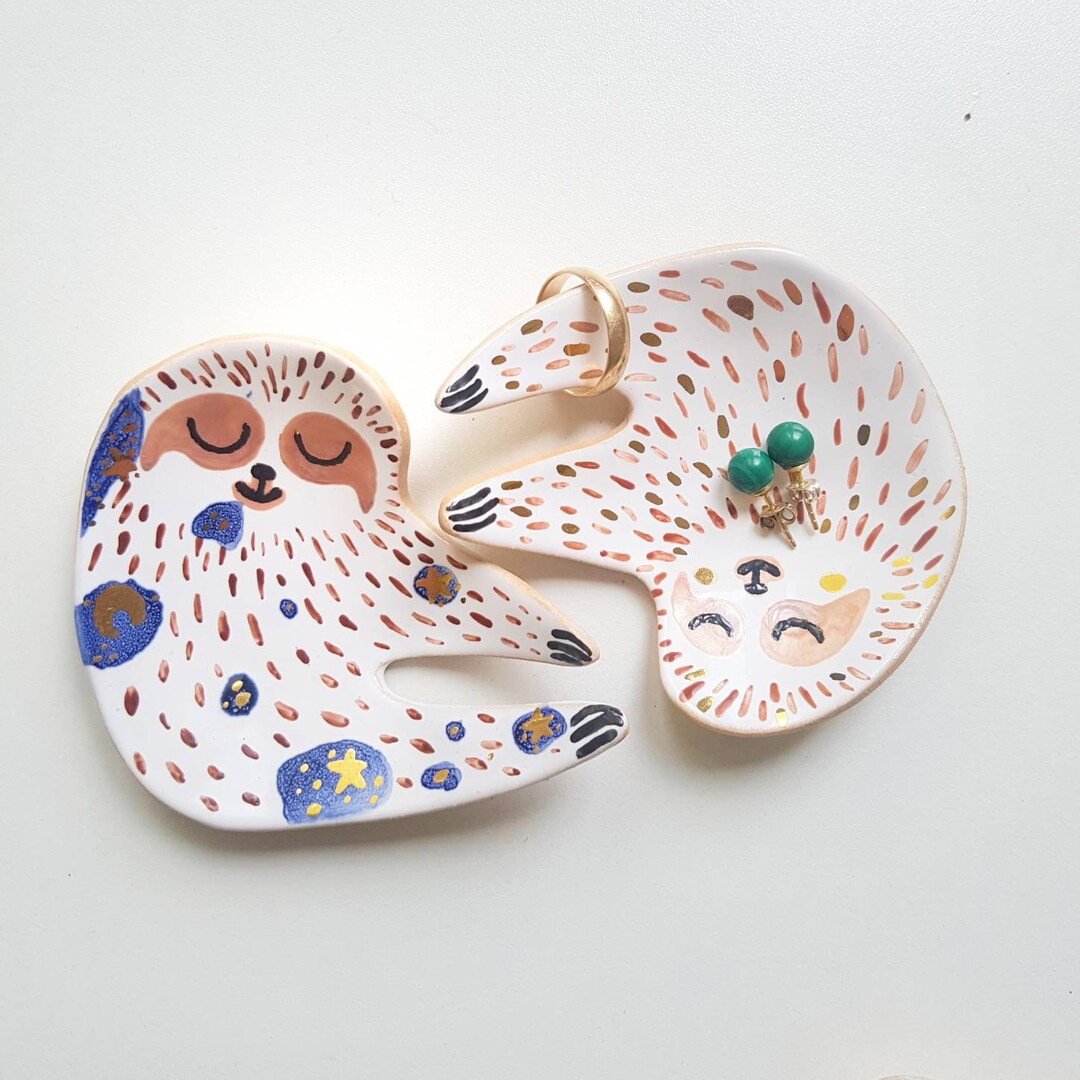 Sloth Ring Dish, Animal Ring Holder, Ceramic Sloth, Jewelry Dish ...