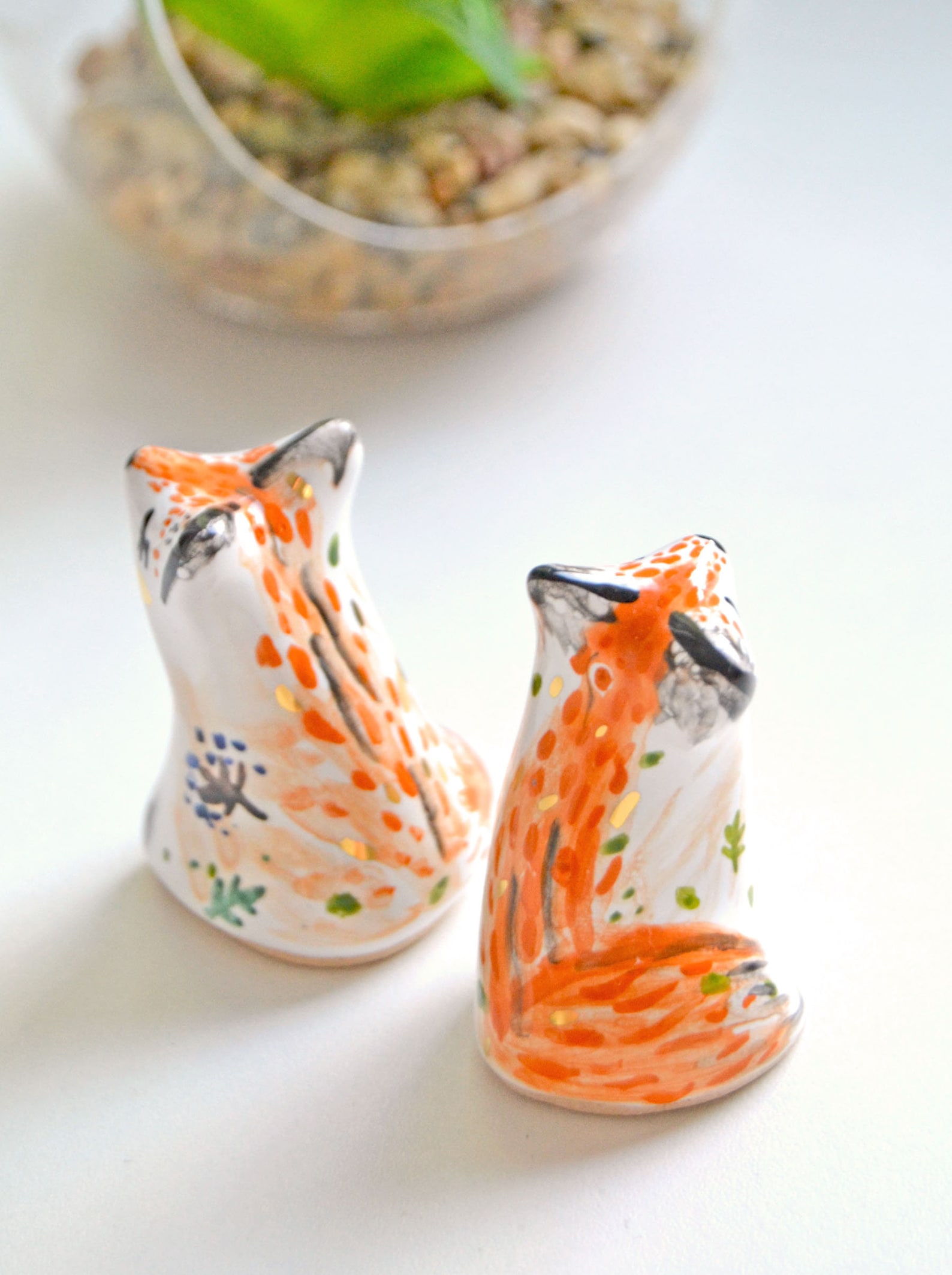 Fox Figurine Ceramic Fox Woodland Home Decor Terrarium | Etsy