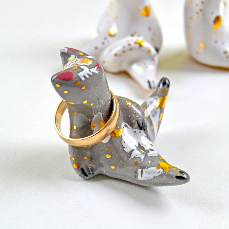 Cat Ring Holder Cat Gifts Ceramic Cat Figurine Cat Jewelry - Etsy
