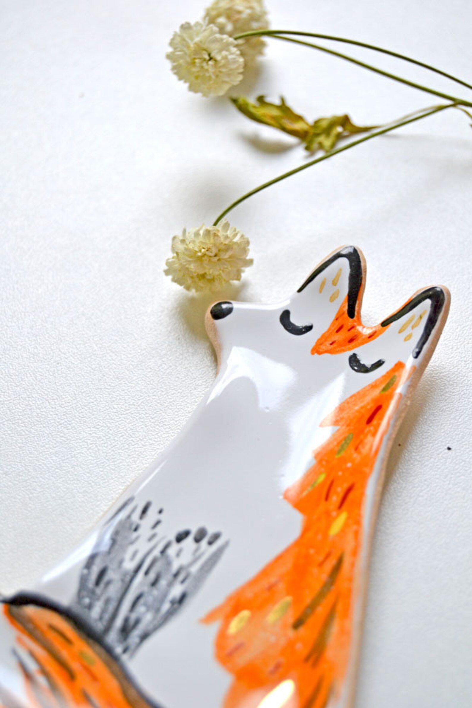 Fox Ring Dish Decorated with Gold Woodland Trinket Dish Fox | Etsy