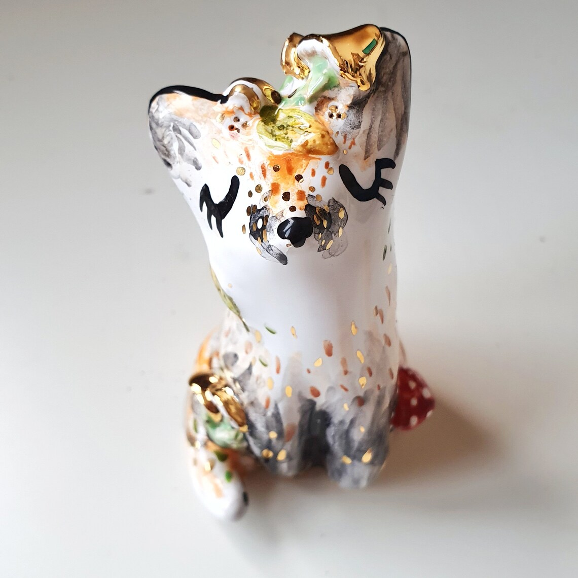 Fox Figurine Woodland Aniaml Ceramic Fox Ceramic Mushroom - Etsy
