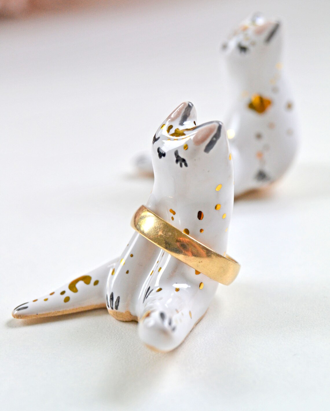 Cat Ring Holder Cat Gifts Ceramic Cat Figurine Cat Jewelry | Etsy