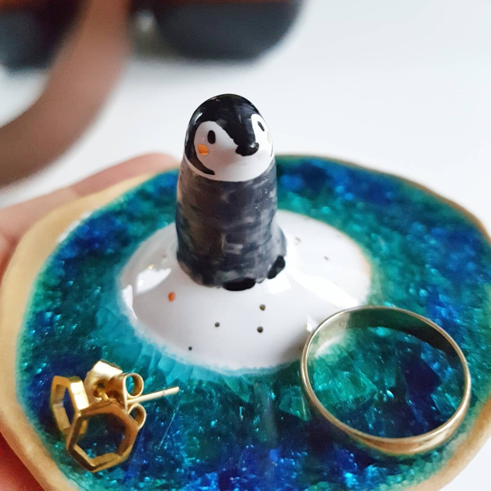 Penguin Ring Dish Baby Penguin Globar Warming Art | Etsy