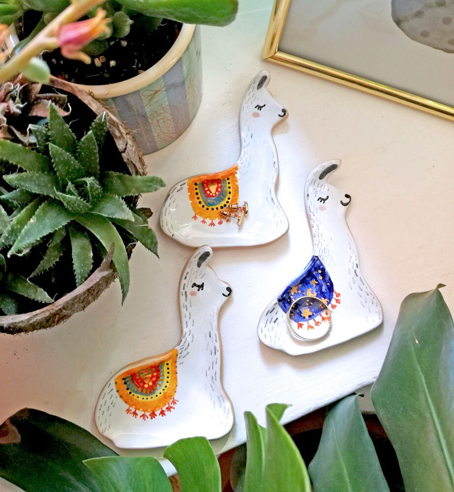 Ring Dish Birthday Gift Idea Ceramic Llama Jewelry Storage | Etsy