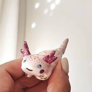 Axolotl Figurine, Ceramic Axolotl, Ceramic Sculpture, Gold Decoration ...
