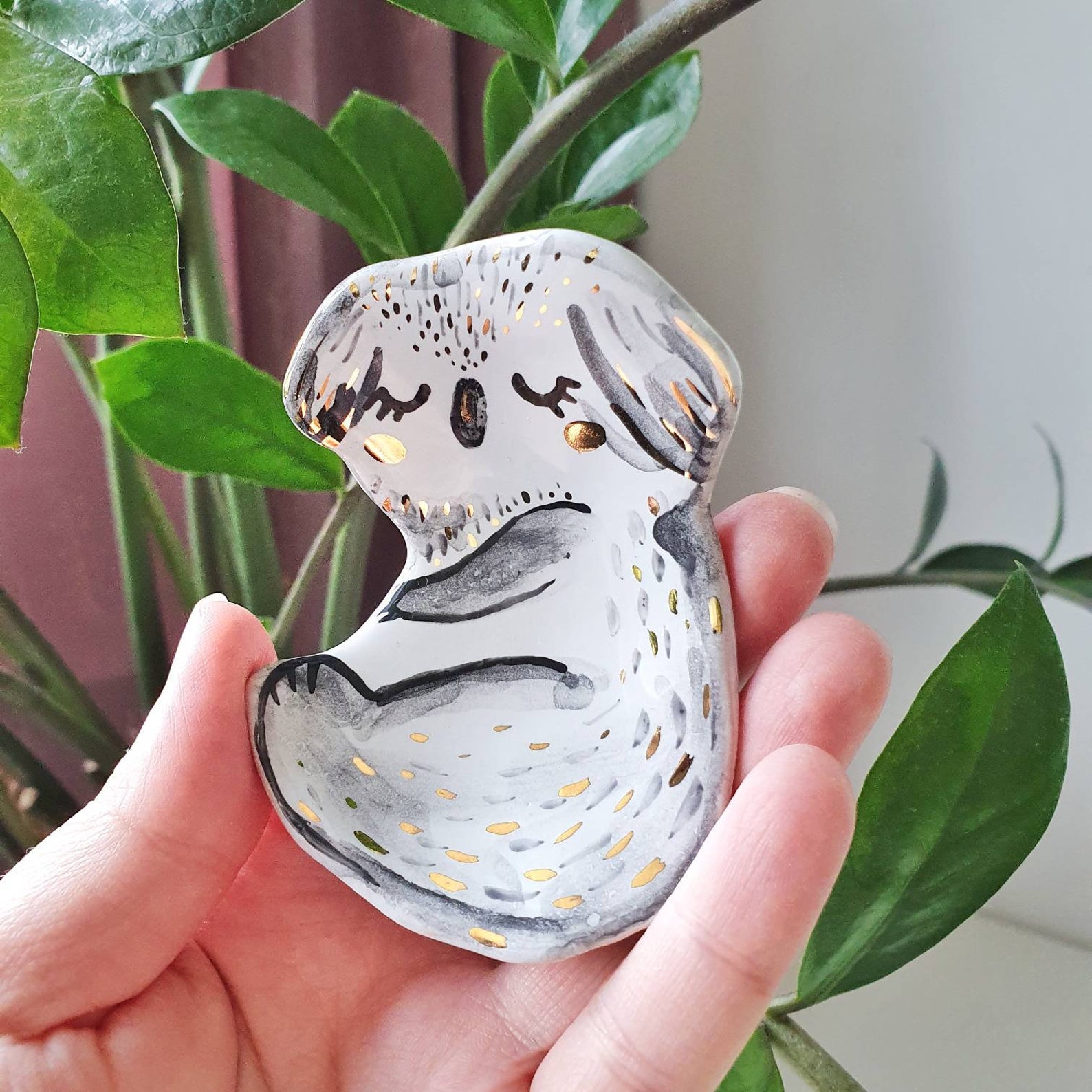 Koala Ring Dish, Animal Ring Holder, Ceramic Koala, Jewelry Dish, Baby ...