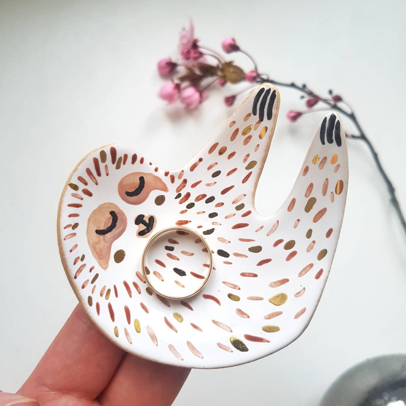 Sloth Ring Dish, Animal Ring Holder, Ceramic Sloth, Jewelry Dish ...