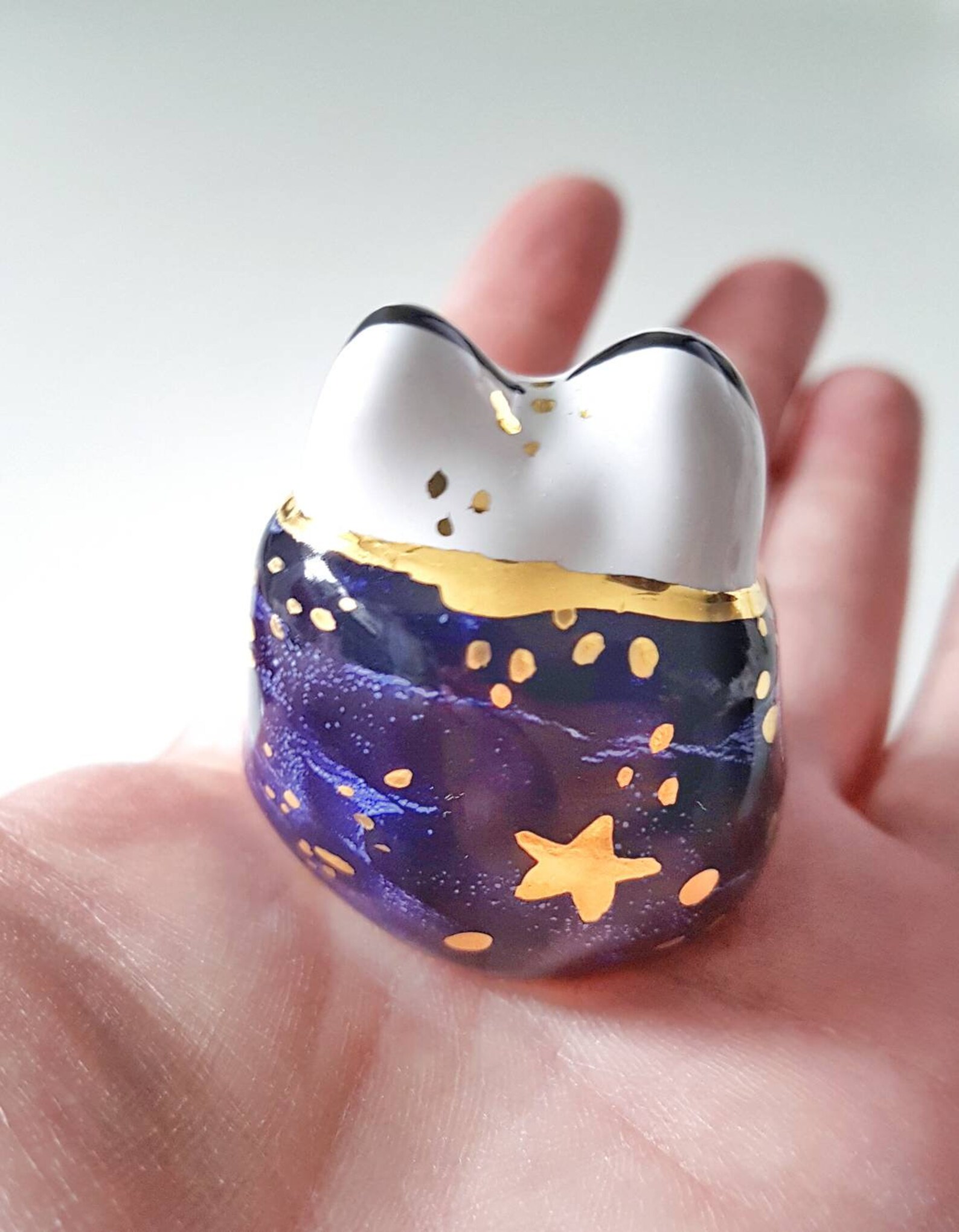 Moon Phases Cat Figurine, Celestial Cat Art, Galaxy Cat Sculpture, Cat ...