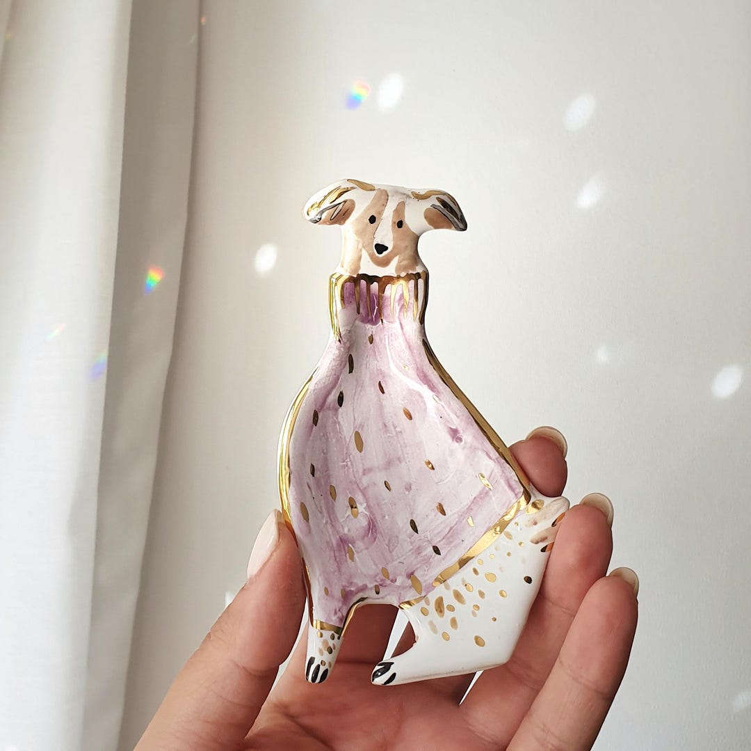 Whippet Ring Dish, Celestial Dog Ring Dish, Dog Trinket Dish, Ceramic ...
