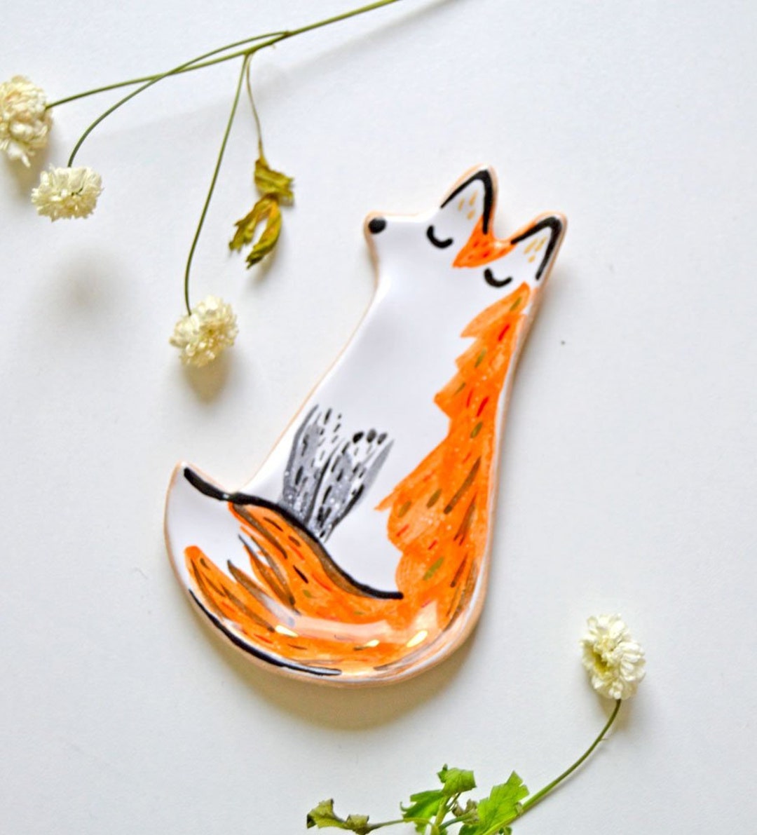 Fox Ring Dish, Decorated With Gold, Woodland Trinket Dish, Fox Gift ...