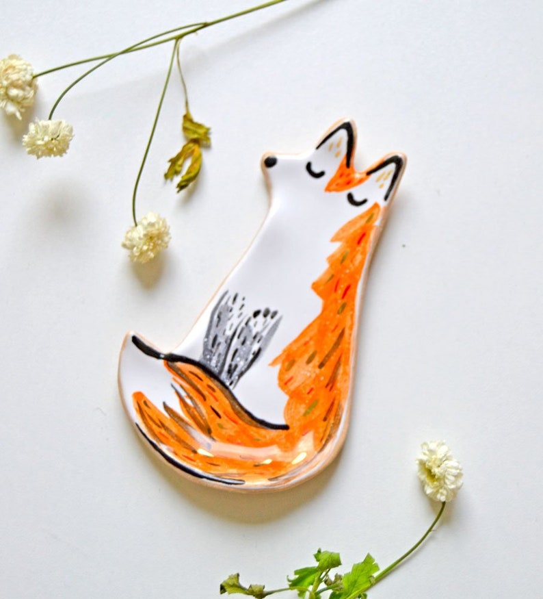 Fox Ring Dish Decorated With Gold Woodland Trinket Dish Fox - Etsy