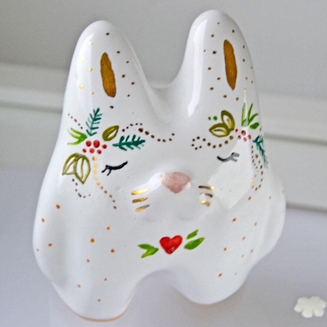 Bunny Figurine, Rabbit Totem, Cute Rabbit Totem, Ceramic Bunny Figurine ...