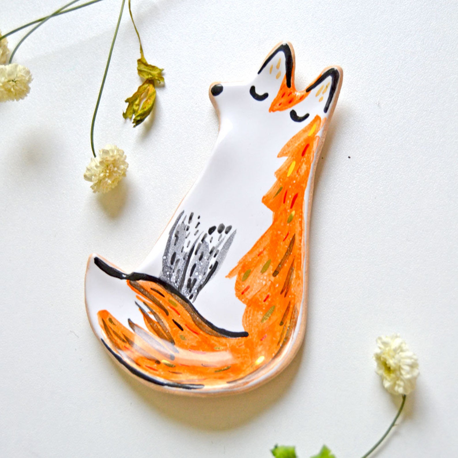 Fox Ring Dish Decorated With Gold Woodland Trinket Dish Fox - Etsy