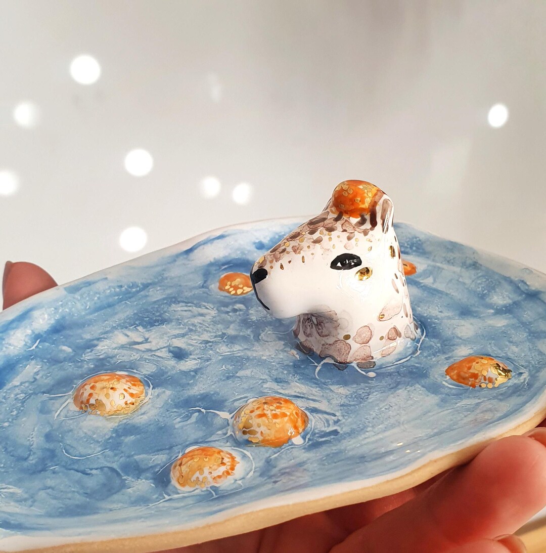 Handmade Ceramic Capybara, Capybara Christmas, Capybara Ring Dish ...