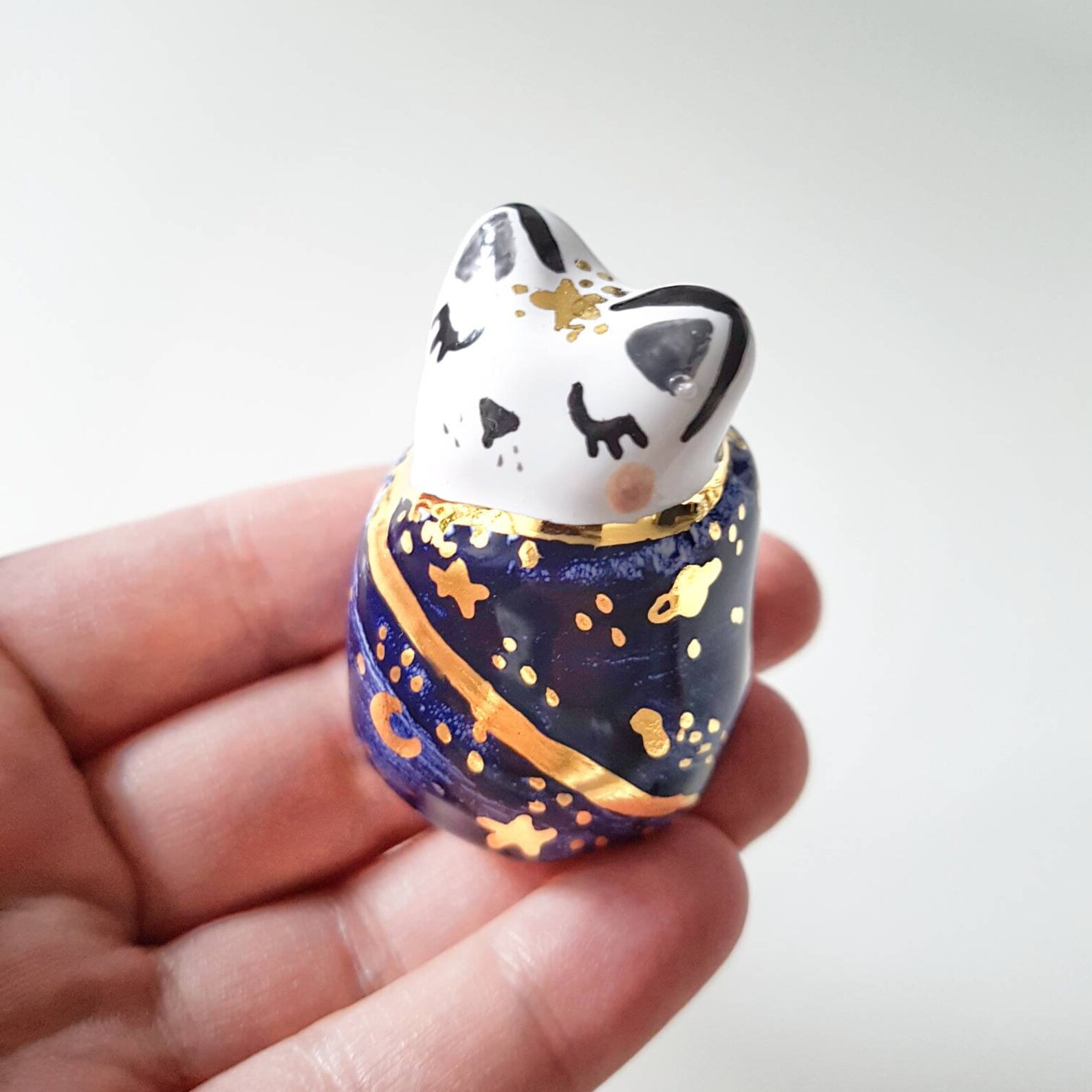 Moon Phases Cat Figurine Celestial Cat Art Galaxy Cat - Etsy