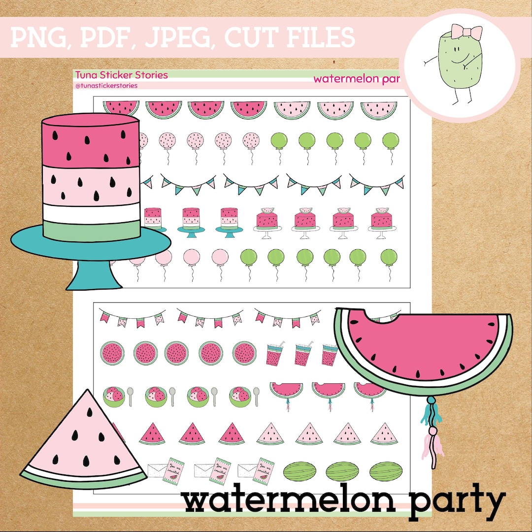 Watermelon Sticker, Summer Stickers, Party Decoration Stickers, Pink ...
