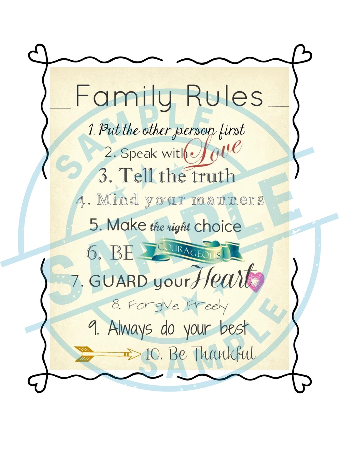 Family Rules Printable Artwork - Etsy