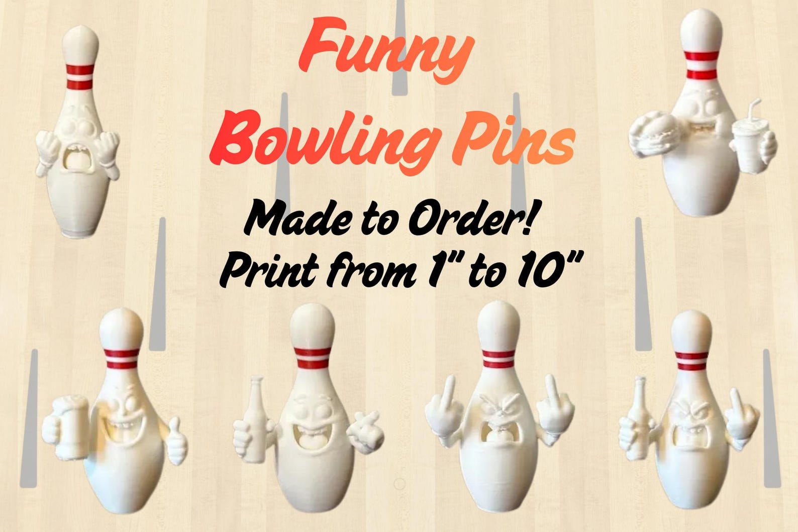 3D Printed Mini Bowling Pins – Custom Color Options, Made to Order - Etsy
