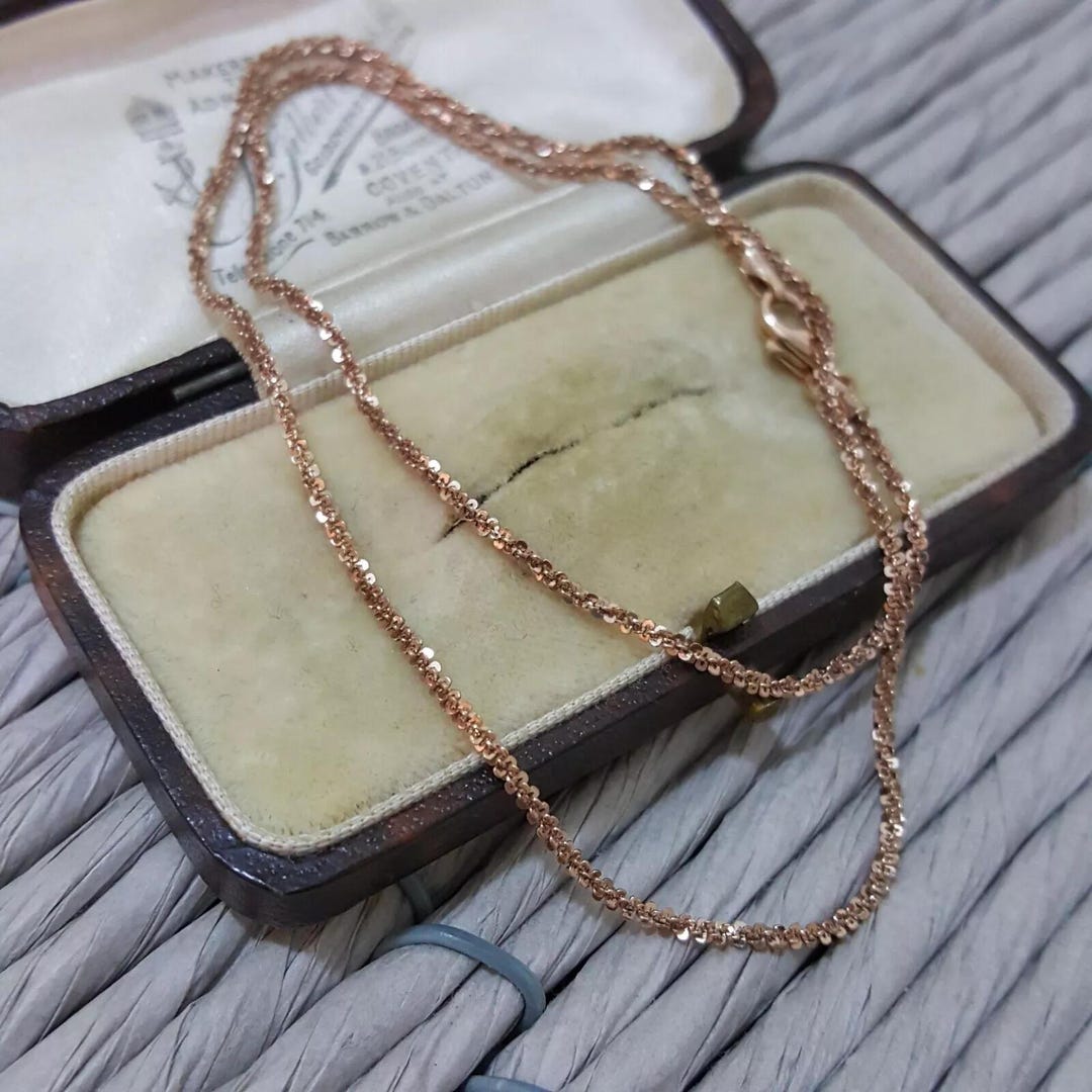 925 Sterling Silver Chain, Tinsel Chain, Rose Gold Plated Chain, 16 ...