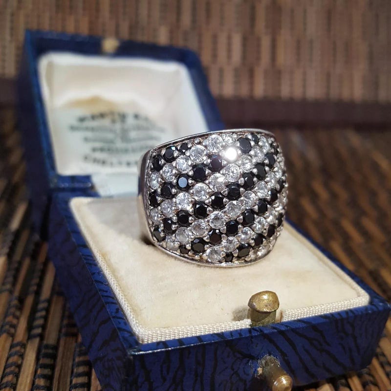 Silver Pave Ring - Etsy UK