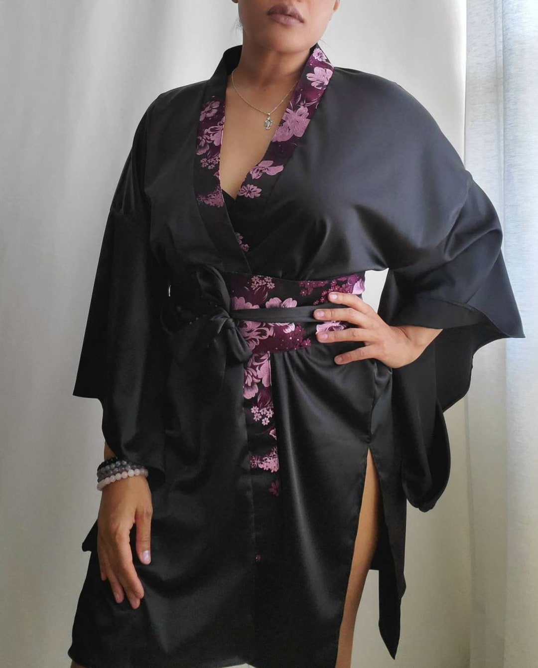 Empress Kimono W/obi Belt | Kimono | Floral Print| Black Kimono ...