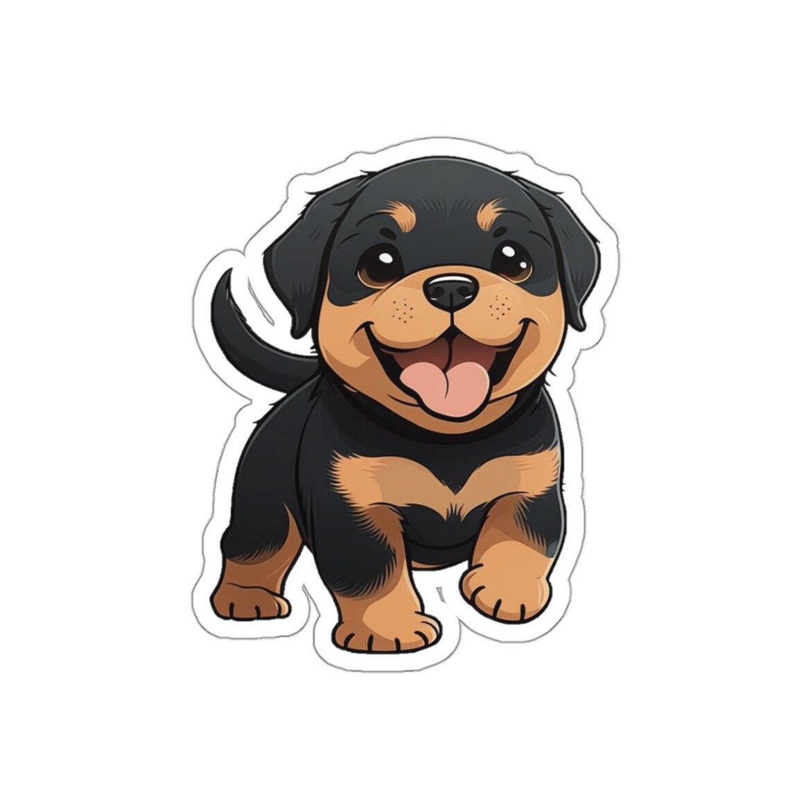 Cute Walking Puppy Rottweiler, Cute Sticker, Custom Text, Kiss-cut ...