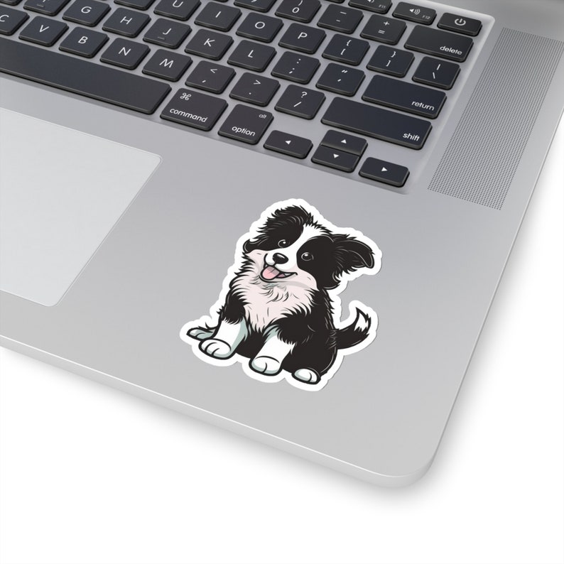 Cute Border Collie, Cute Sticker, Custom Text, Kiss-cut Sticker, Vinyl ...