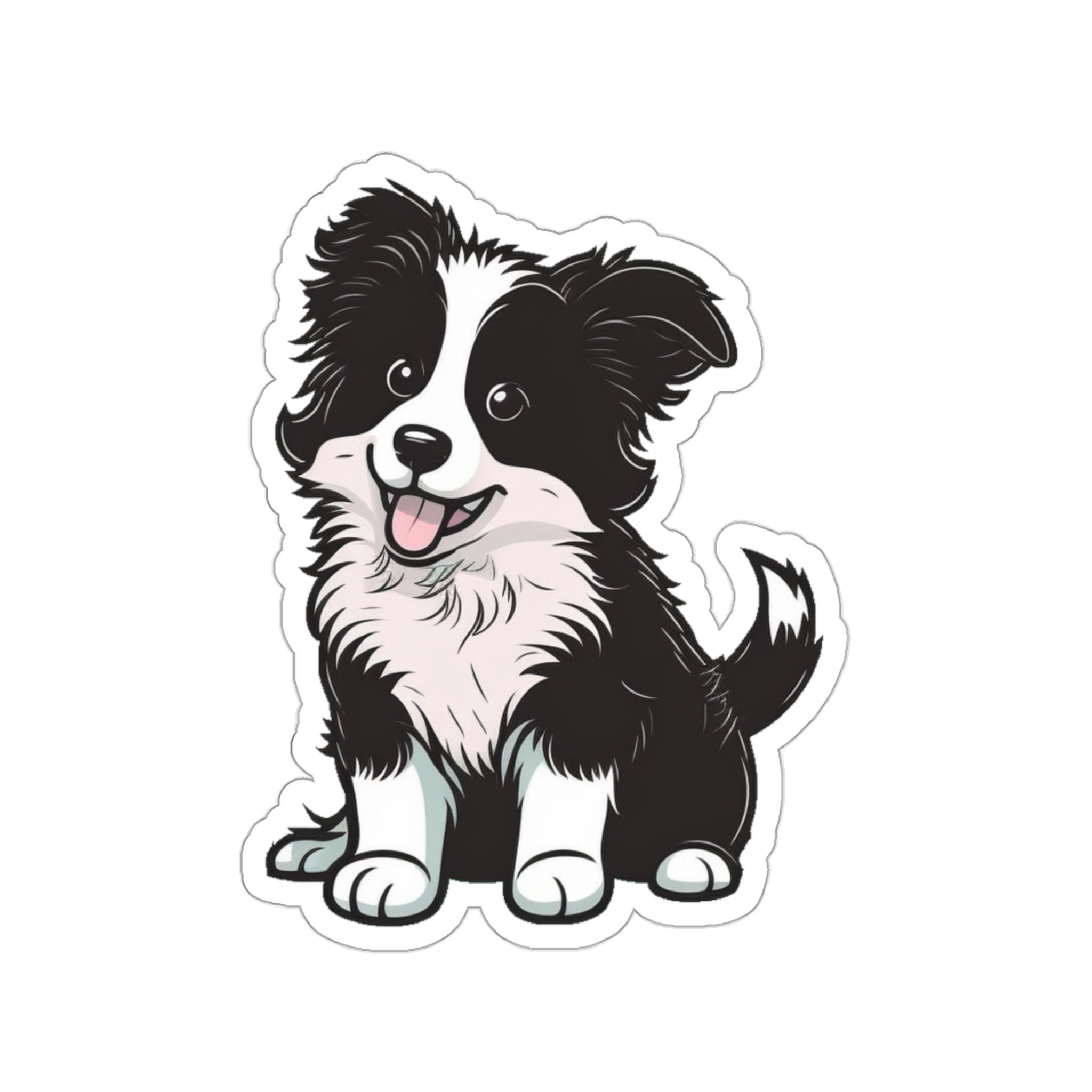Cute Border Collie, Cute Sticker, Custom Text, Kiss-cut Sticker, Vinyl ...