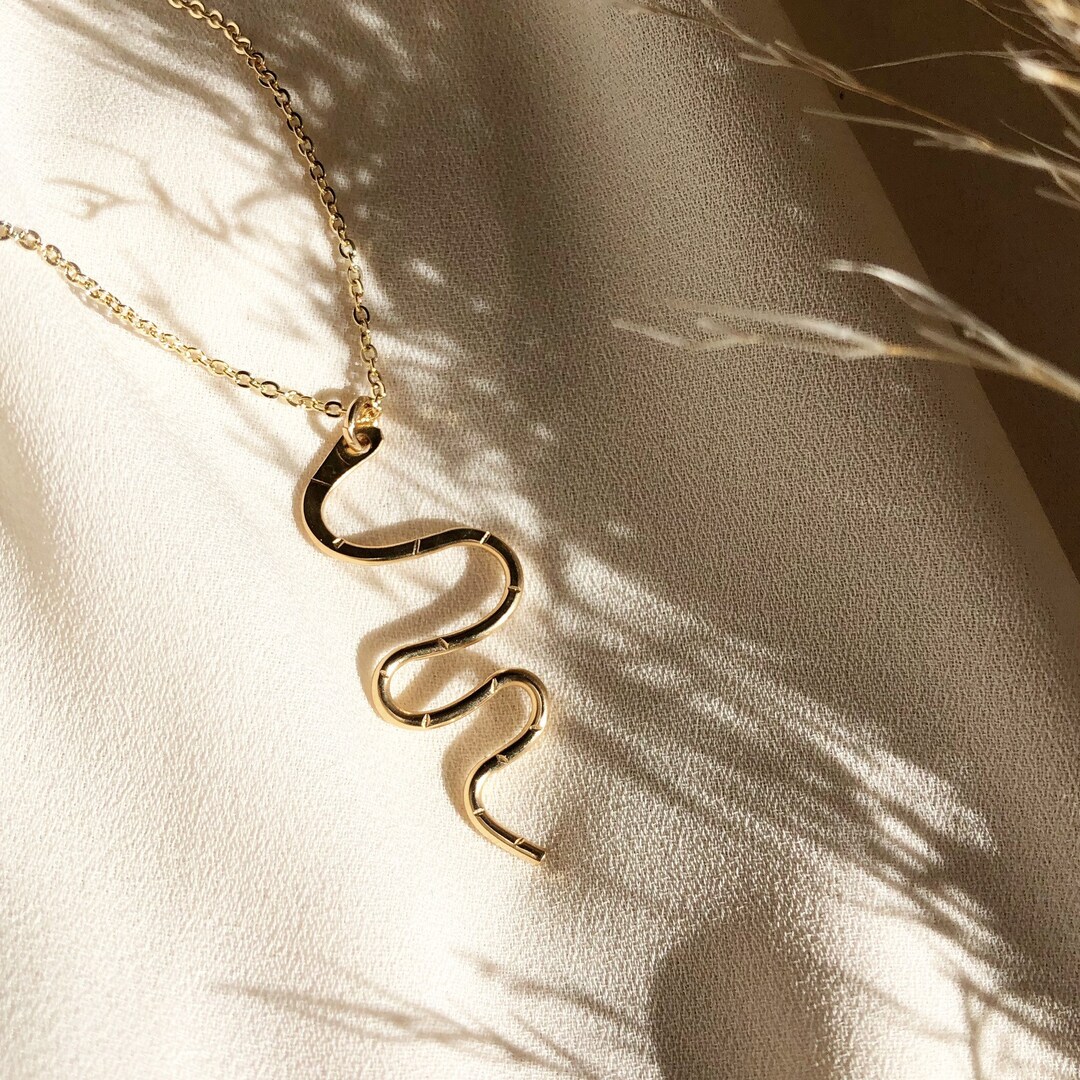 SNAKE NECKLACE | Squiggle Necklace, Serpent Necklace, 14k Gold Fill ...