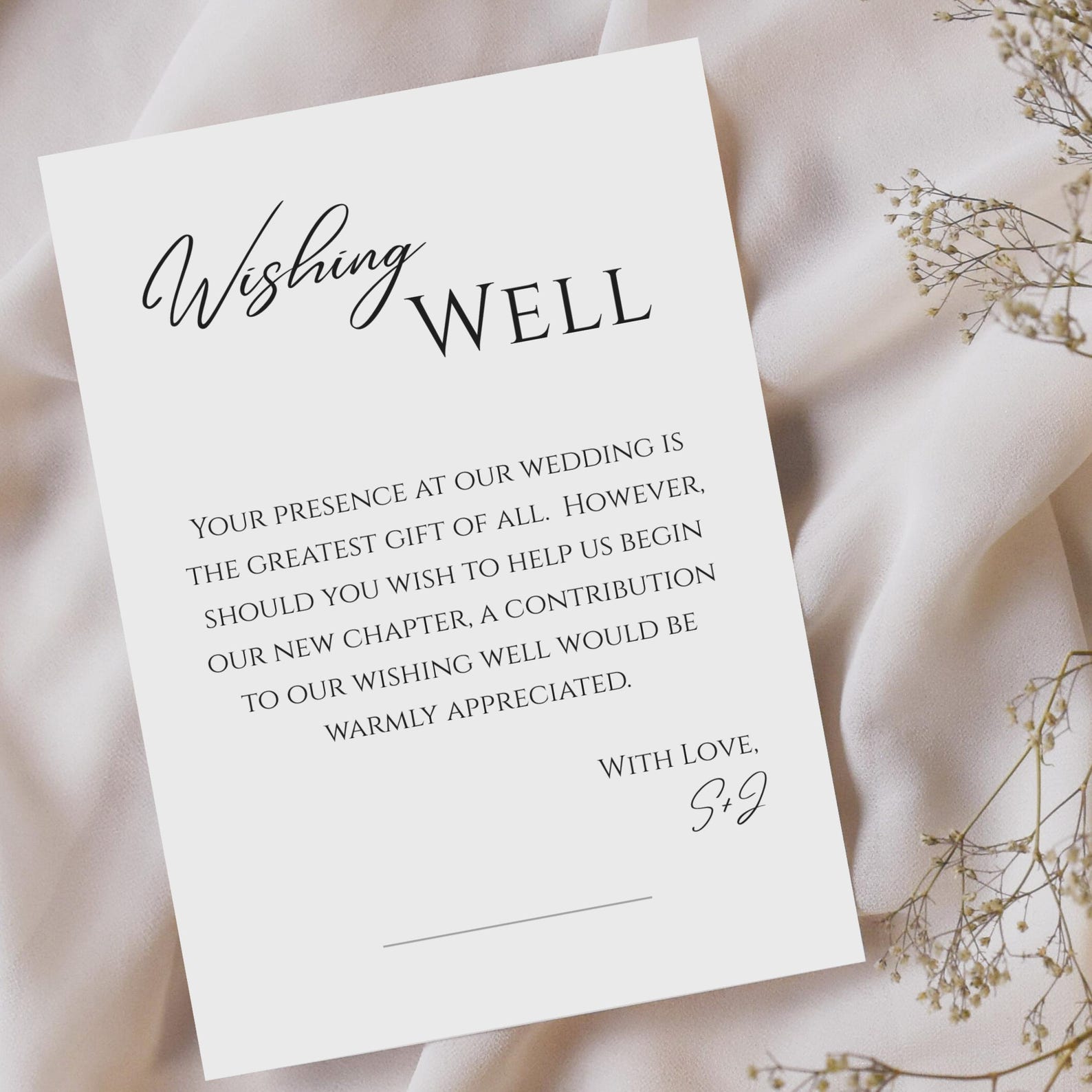 Minimalist Wedding Wishing Well Card, Editable Canva Template (digital ...