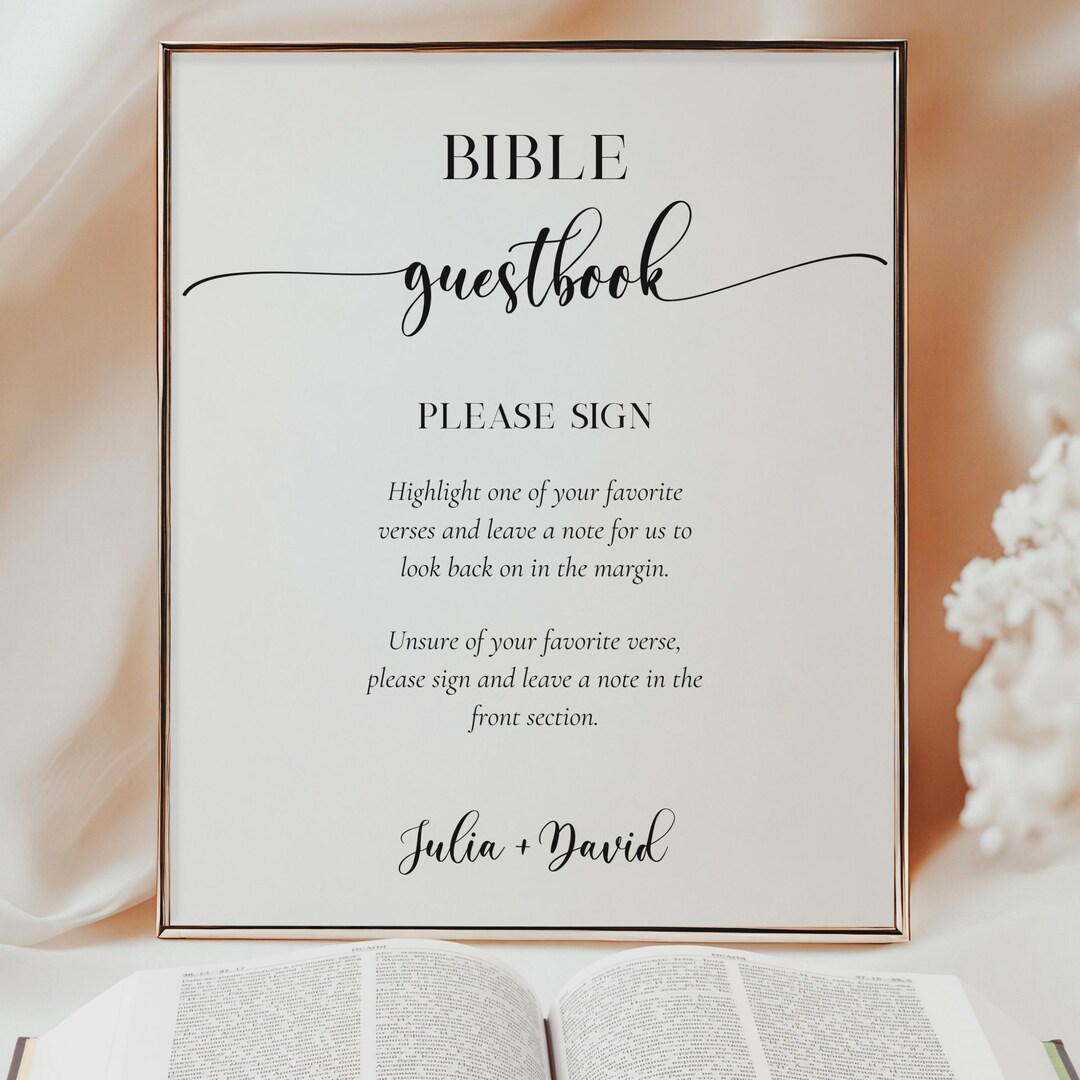 Bible Guestbook, Canva Template (digital Download), 5x7 / 8x10, Wedding ...