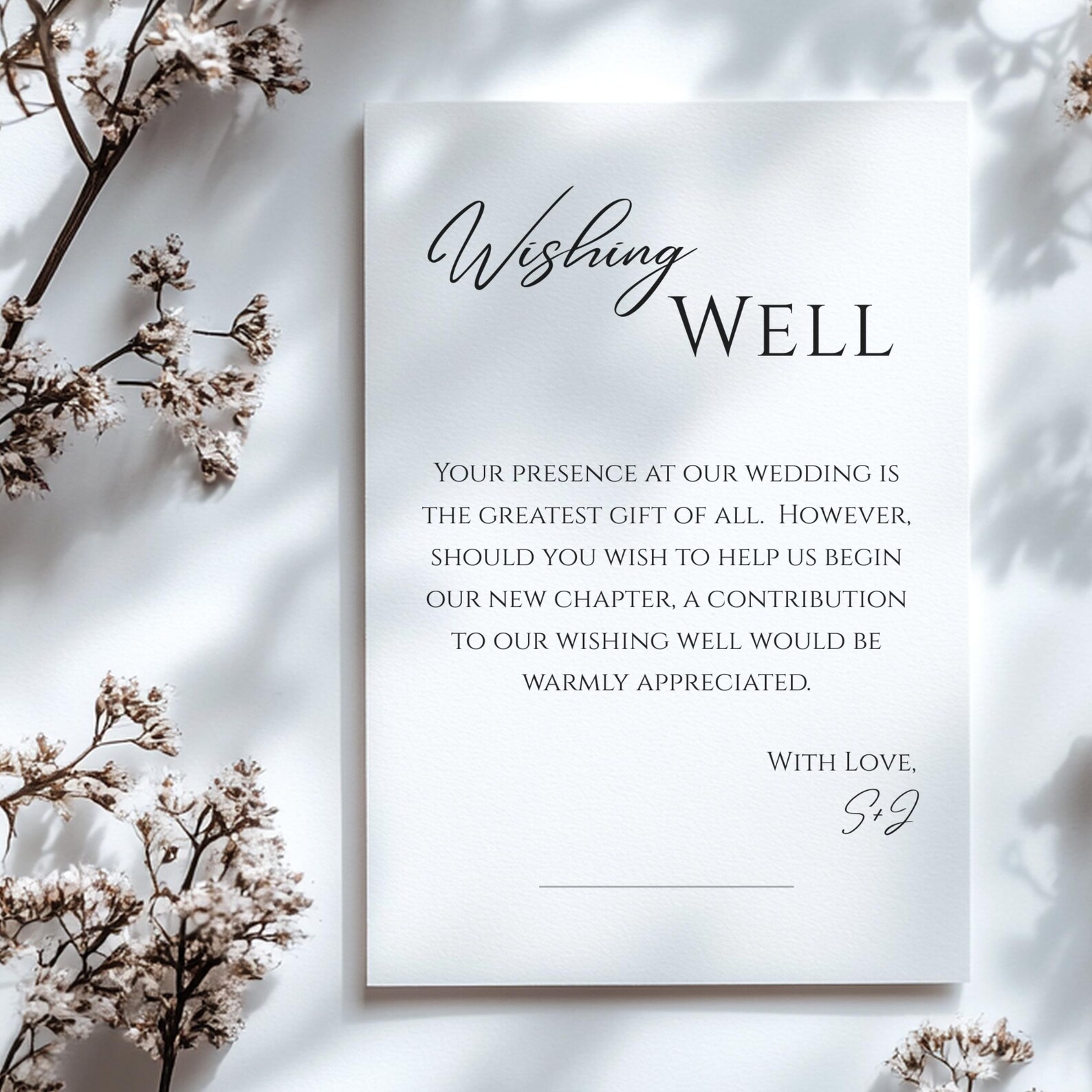 Minimalist Wedding Wishing Well Card, Editable Canva Template (digital ...