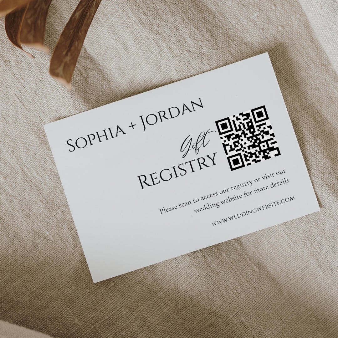Wedding Registry Card, QR Code, Canva Template (digital Download), 5x3 ...