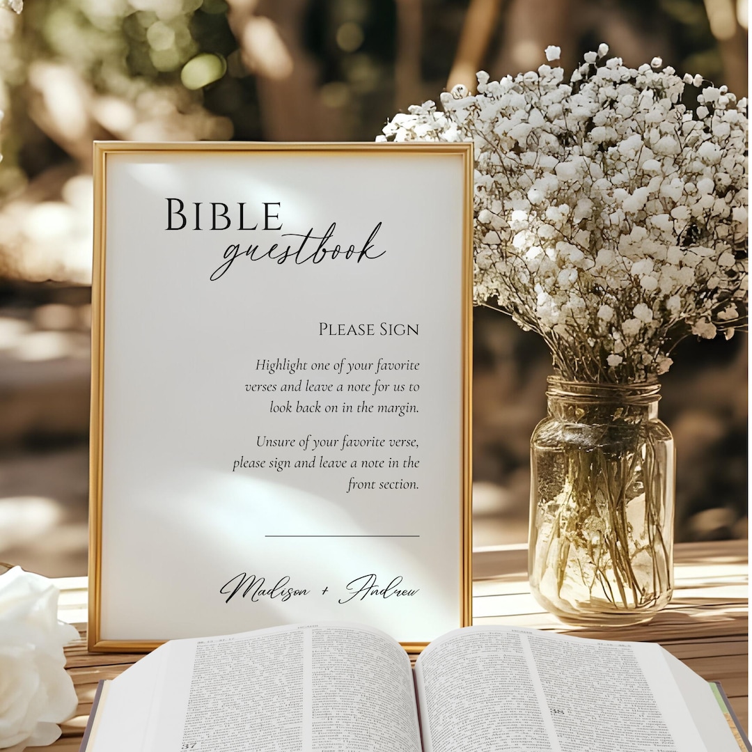 Modern Bible Guestbook Sign, Editable Canva Template (digital Download ...