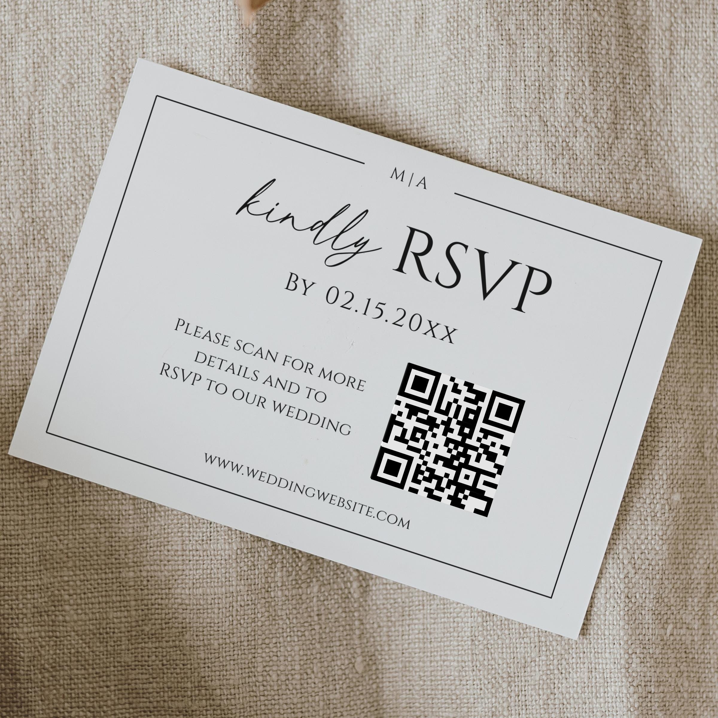 RSVP Template With QR Code, Canva Editable (digital Download, 5x3.5 ...