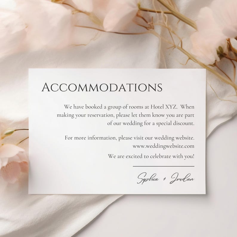 Hotel Accommodations Card, Canva Template (digital Download), 5x3.5 ...