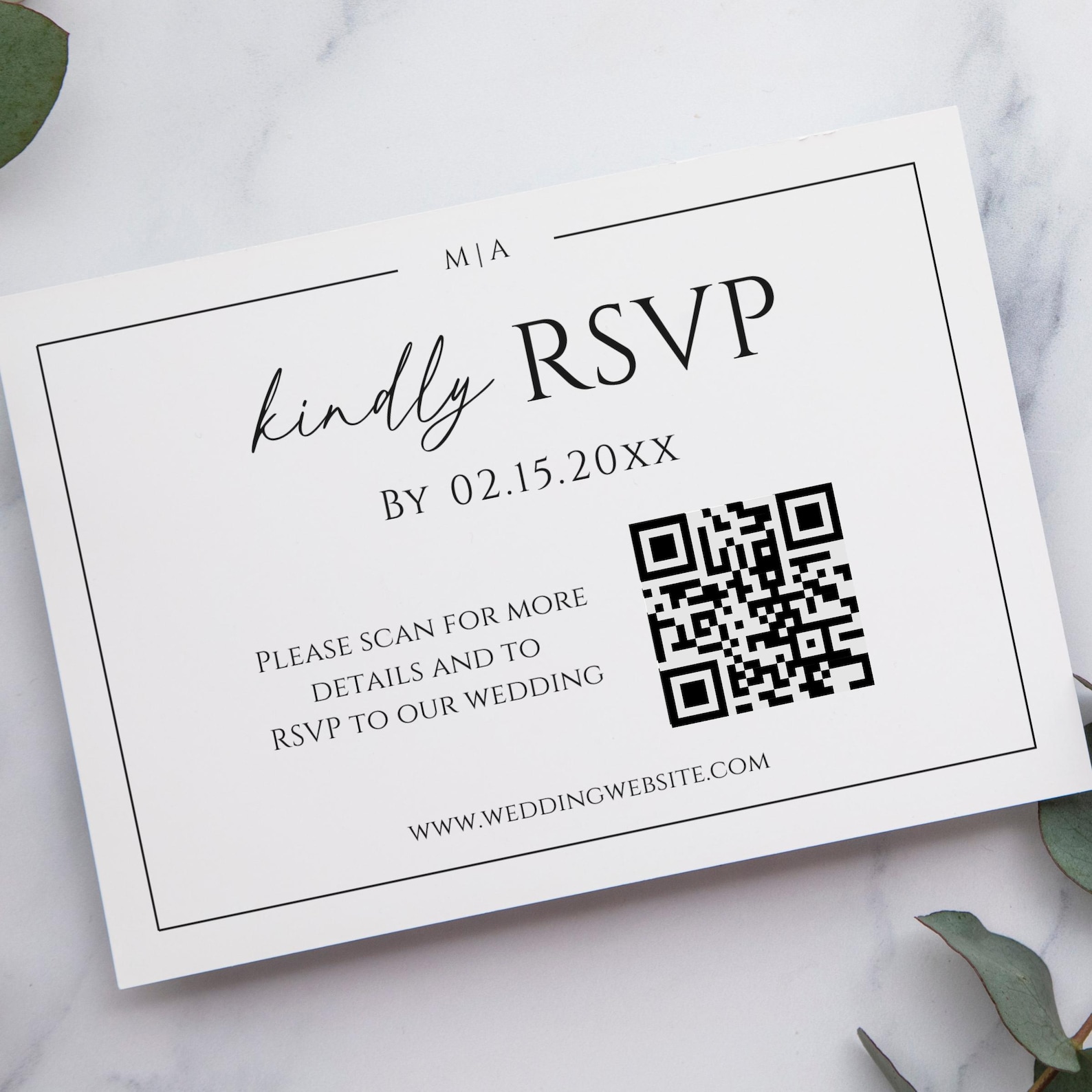Modern Minimalist Wedding RSVP QR Code, Wedding Rsvp Template, Rsvp Qr ...