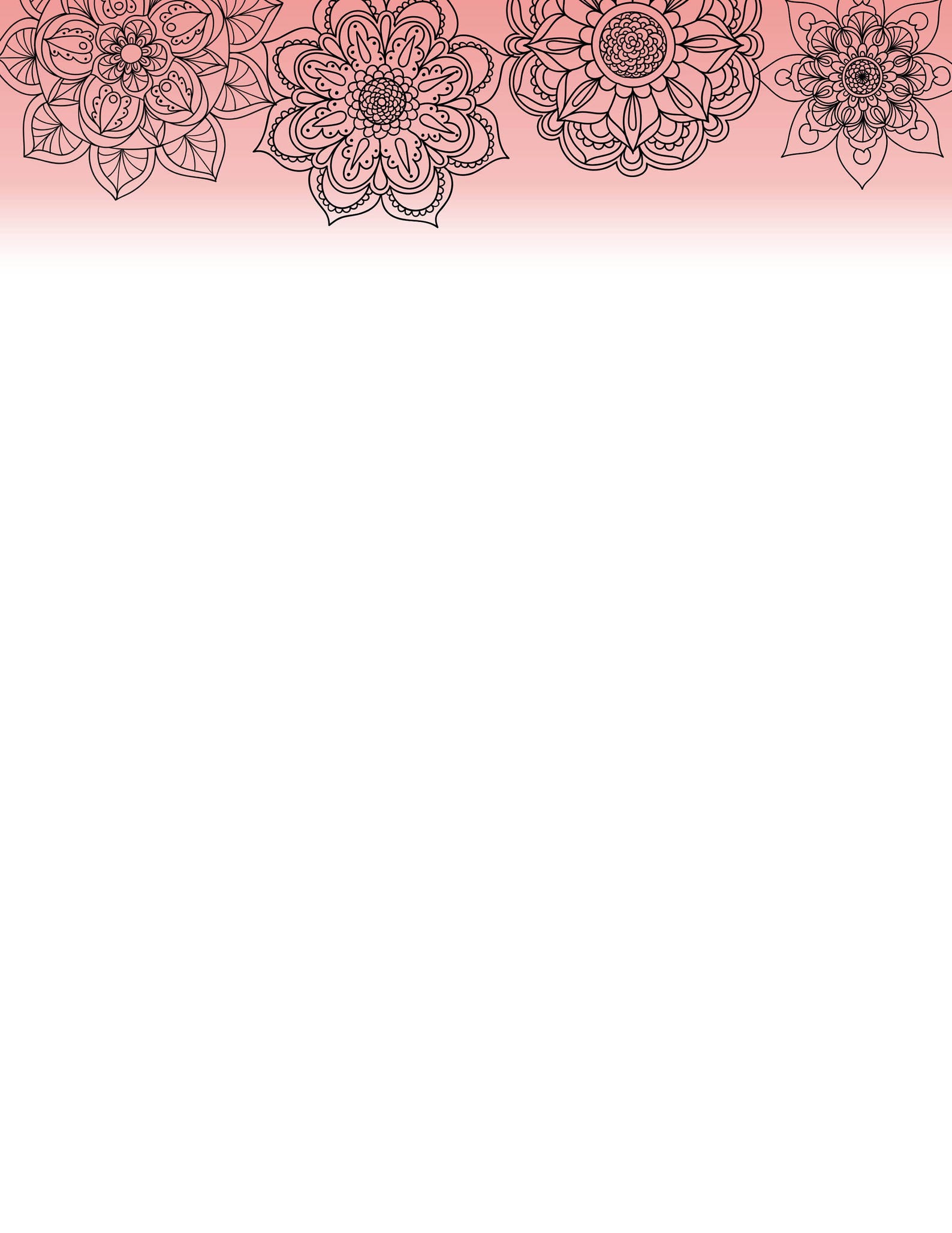 Floral Mandalas on Salmon Pink Gradient Stationery Instant Download - Etsy