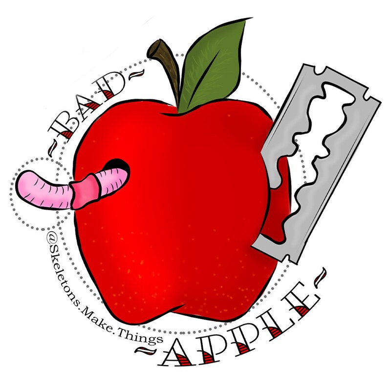 Bad Apple Sticker Original Artwork By Skeletons Make Things | Etsy
