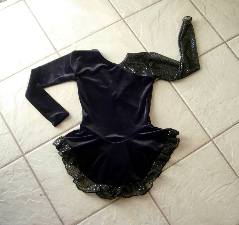 Handmade Black Confetti sequin disco velvet Competition Figure | Etsy