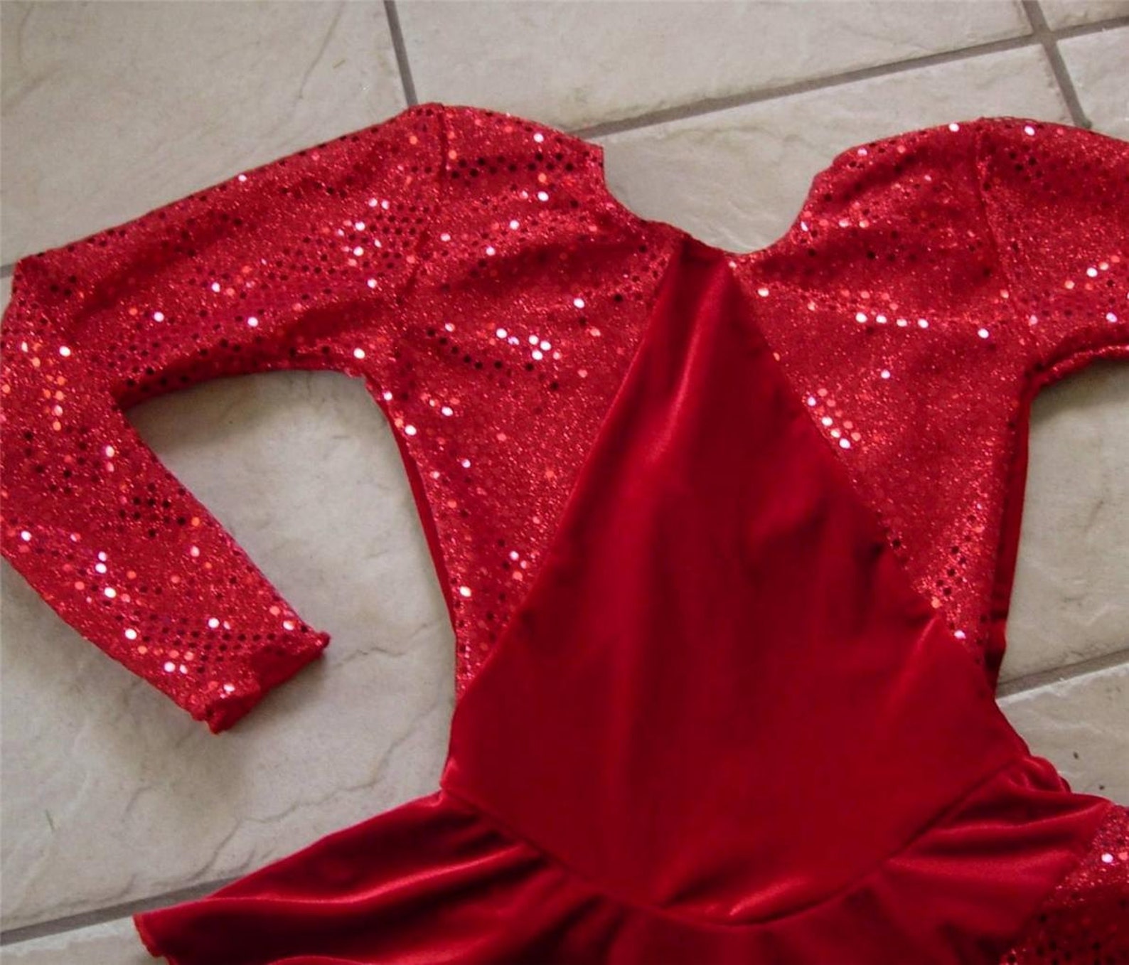 Handmade Red Confetti Sequin Disco Velvet Competition Figure - Etsy