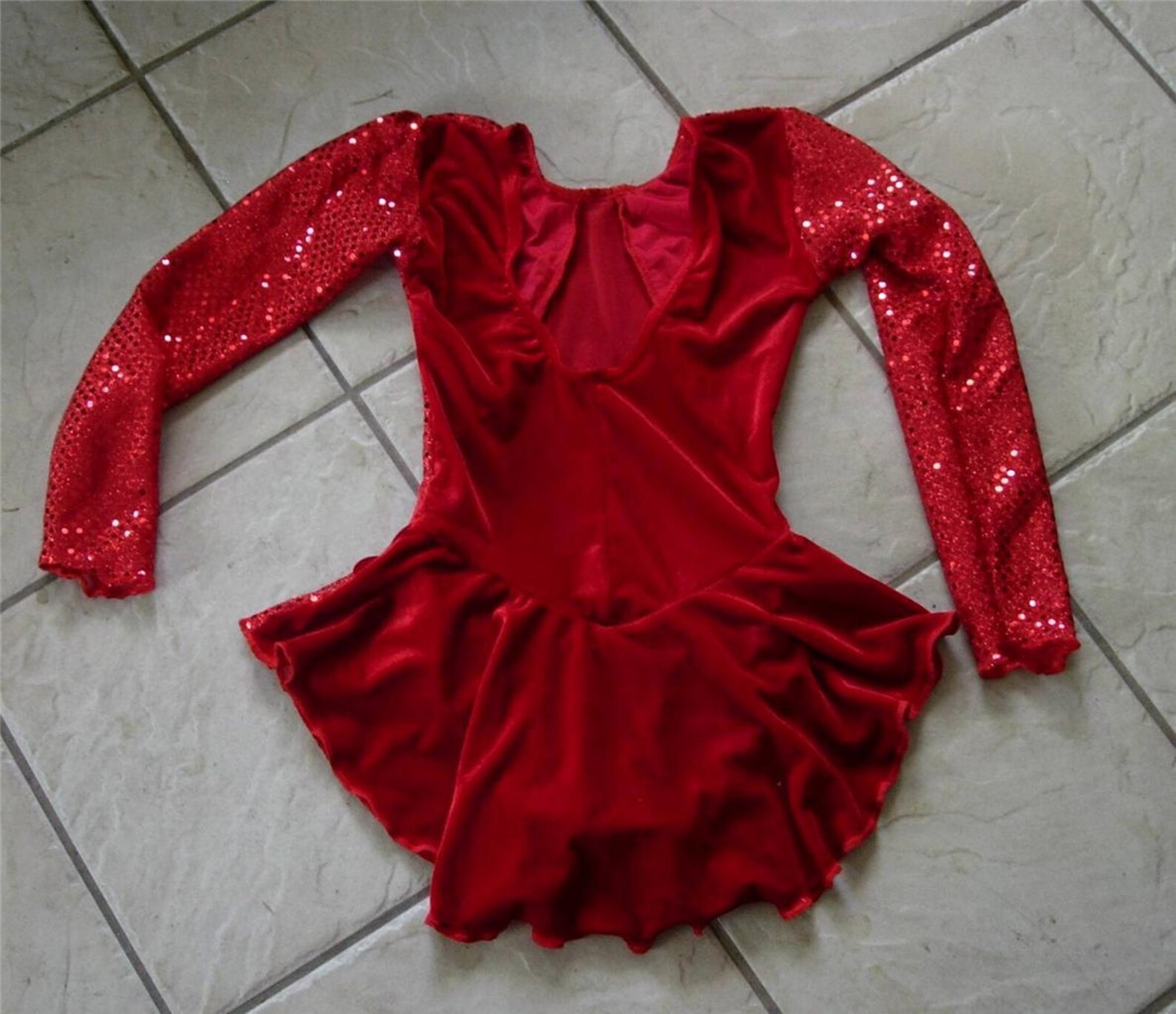 Handmade Red Confetti Sequin Disco Velvet Competition Figure - Etsy
