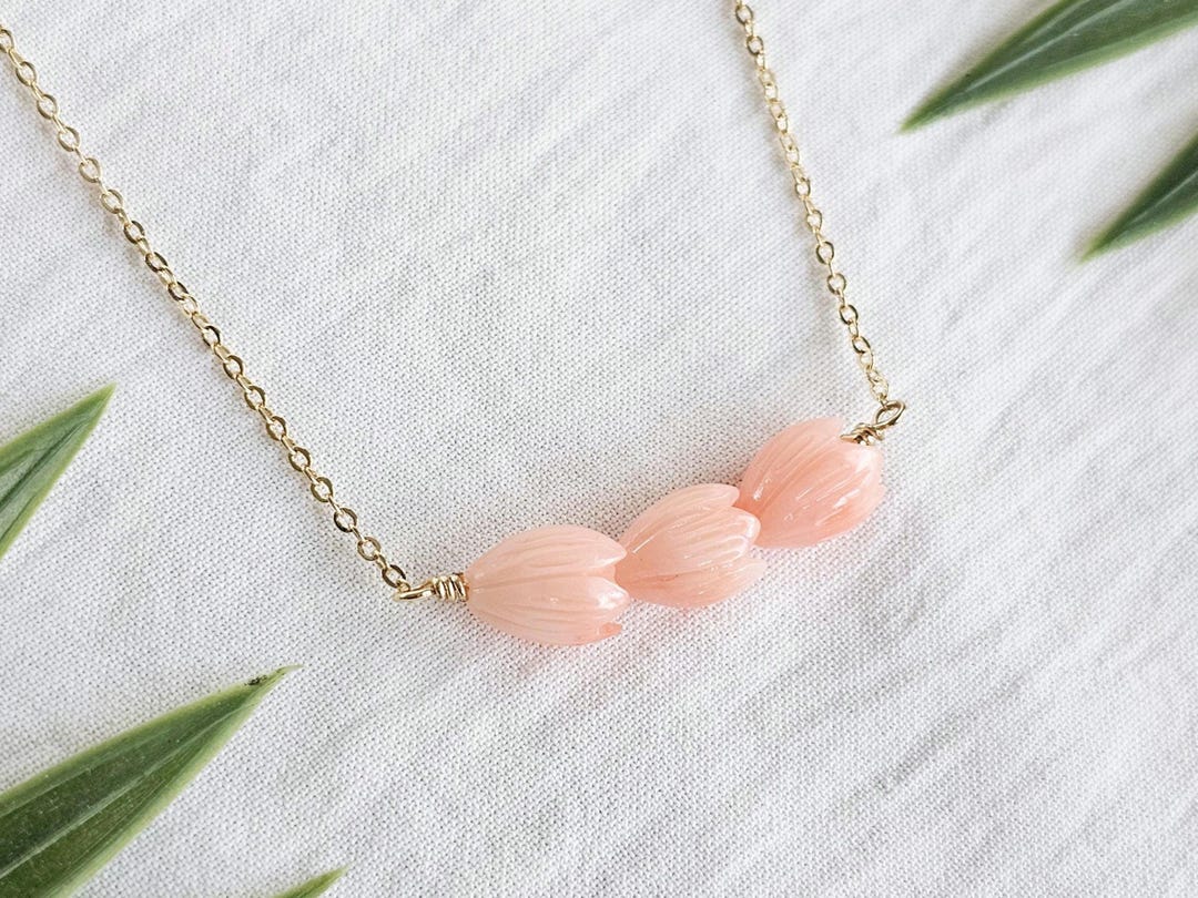 Pink Triple Pikake Necklace, 14k - Etsy