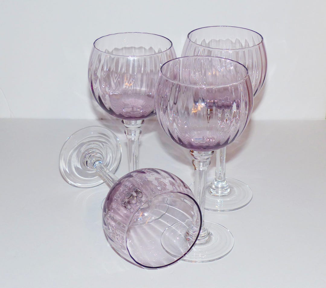 Large Wine Goblets Hint of Amythest - Etsy