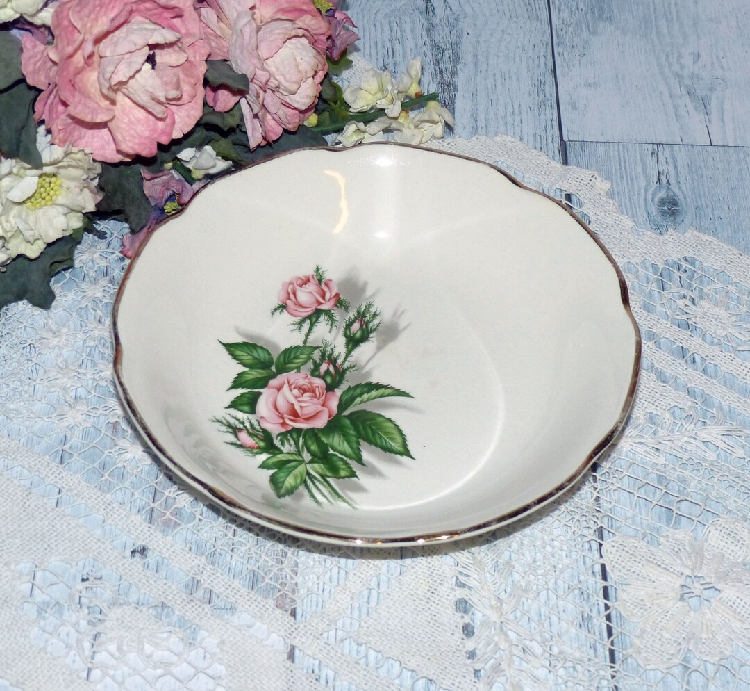 Rose Royale Serving Bowl USA Origin Warranted 22K Gold - Etsy