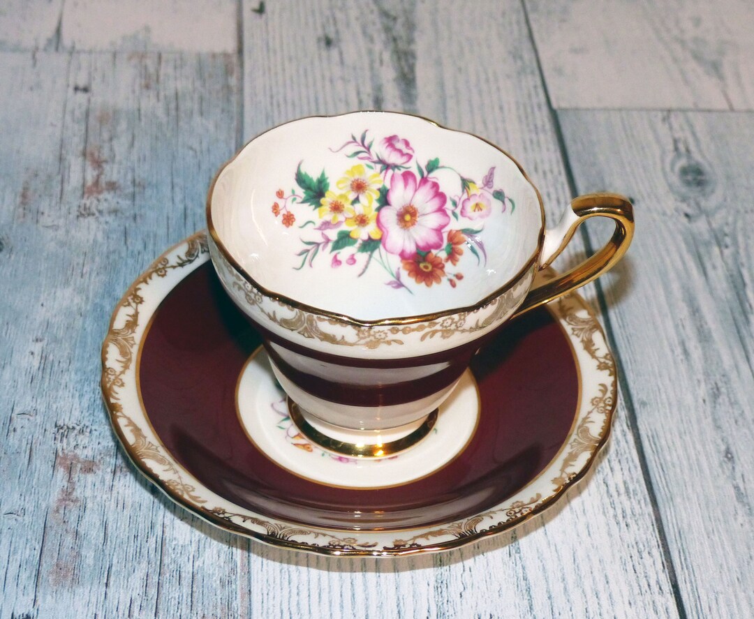 H M Sutherland Teacup and Saucer Fine Bone China Her Majesty England - Etsy