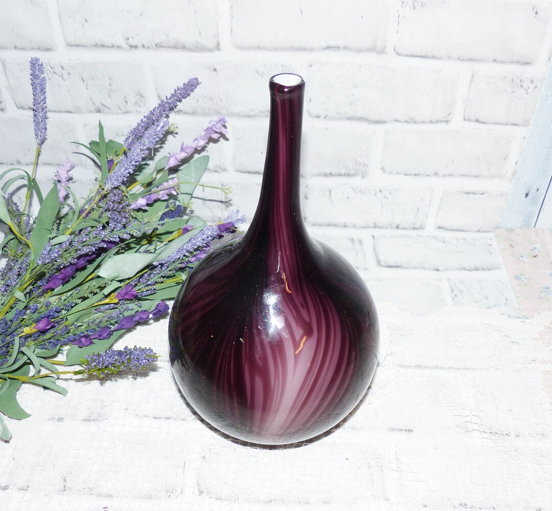 Artisan Hand Blown Heavy Glass Plum With White Interior - Etsy